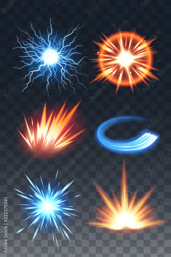 Game visual effects and glowing sparkle Stock Vector | Adobe Stock