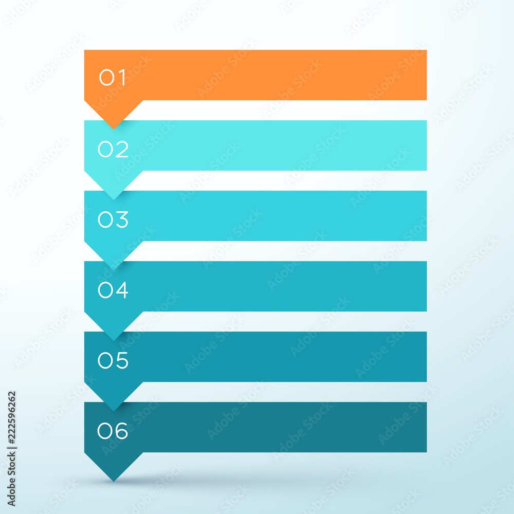 6 Step Arrow List Colorful Banners Infographic Diagram Stock Vector ...