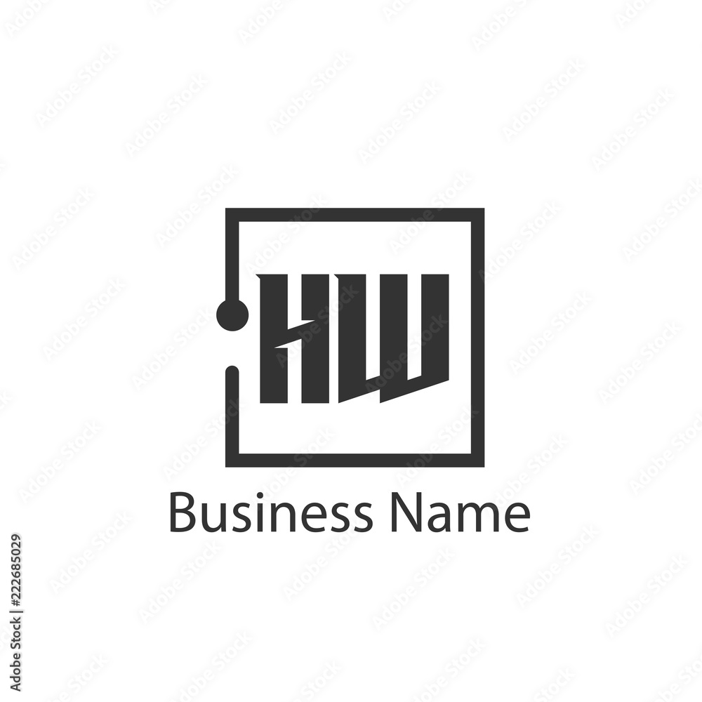 Initial Letter HW Logo Template Design Stock Vector | Adobe Stock