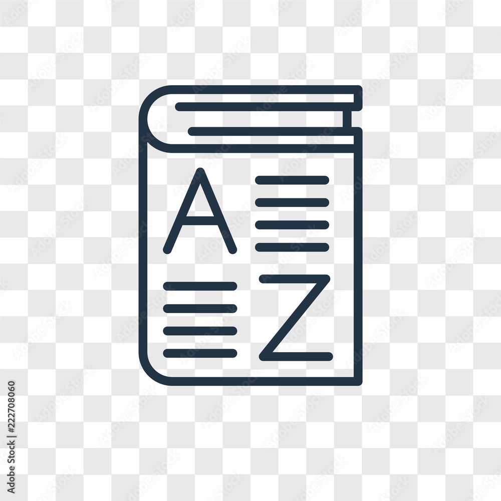 vocabulary icons isolated on transparent background. Modern and ...