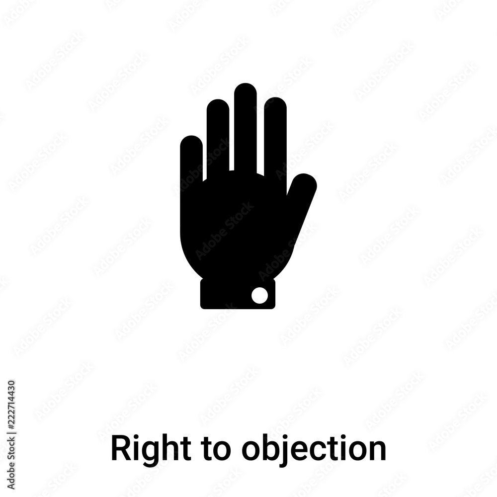Right to objection icon vector isolated on white background, logo ...