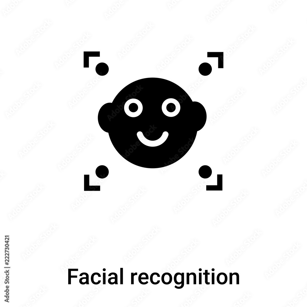 Facial recognition icon vector isolated on white background, logo ...