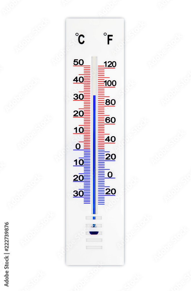Meteorology thermometer isolated on white background. Air temperature ...