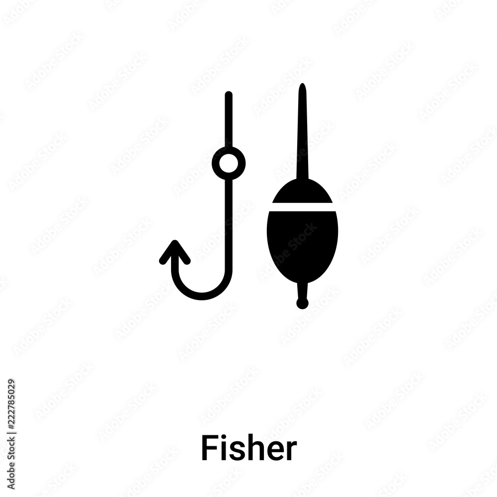 Fisher icon vector isolated on white background, logo concept of Fisher ...