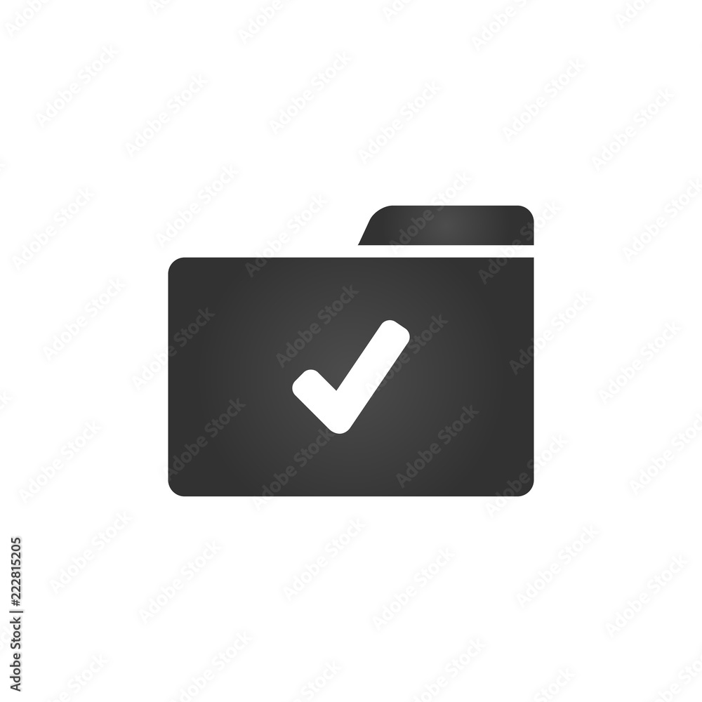 Folder Icon with checkmark icon in trendy flat style isolated on white ...