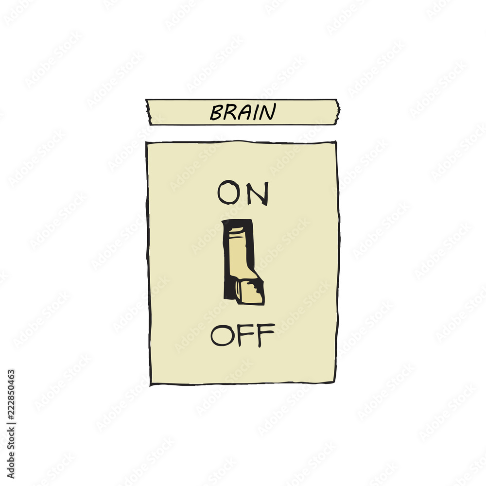 vector illustration of a switch that turns on and off the brains Stock ...