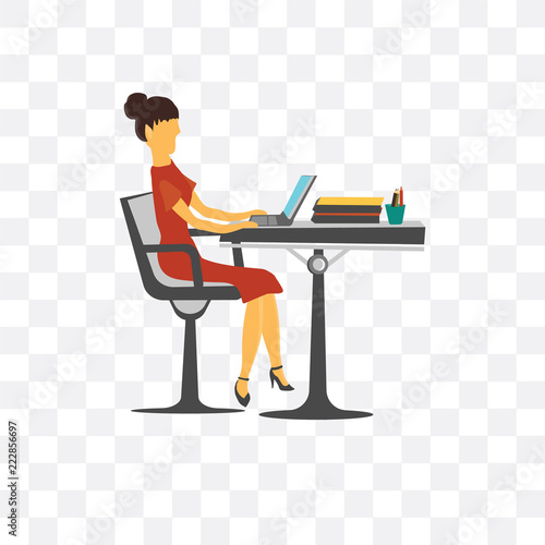 woman working in the office icon isolated on transparent background ...