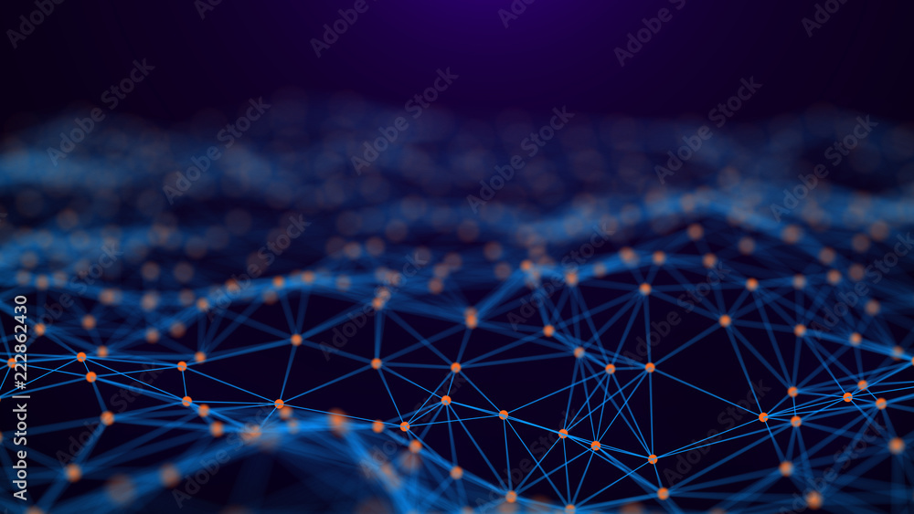 Network connection dots and lines. Technology background. Plexus. Big data background. Green. 3d ...