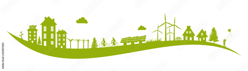 Green city border, ecology concept, sustainable development Stock ...