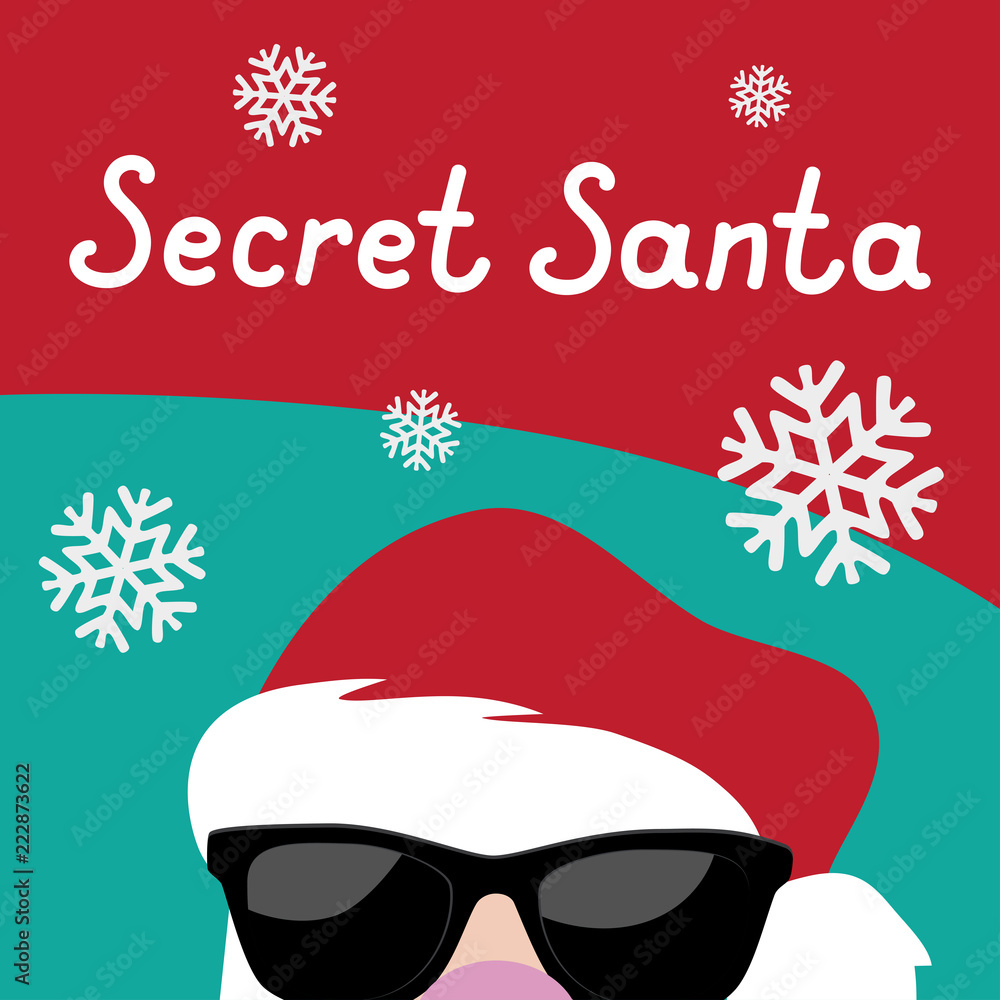 Cartoon Secret Santa Christmas party background template Stock Vector ...