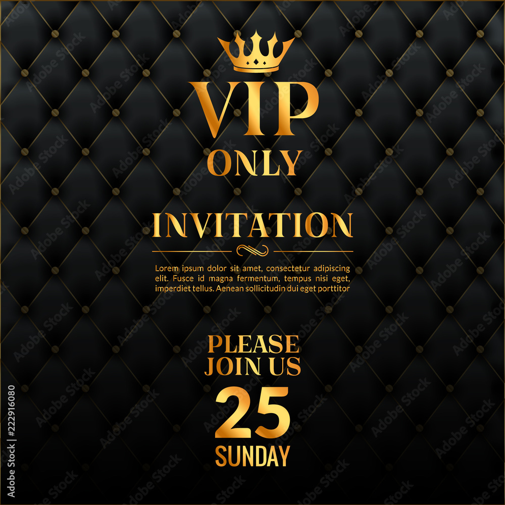 Vip luxury invitation event. Vintage leather exclusive invitation card ...