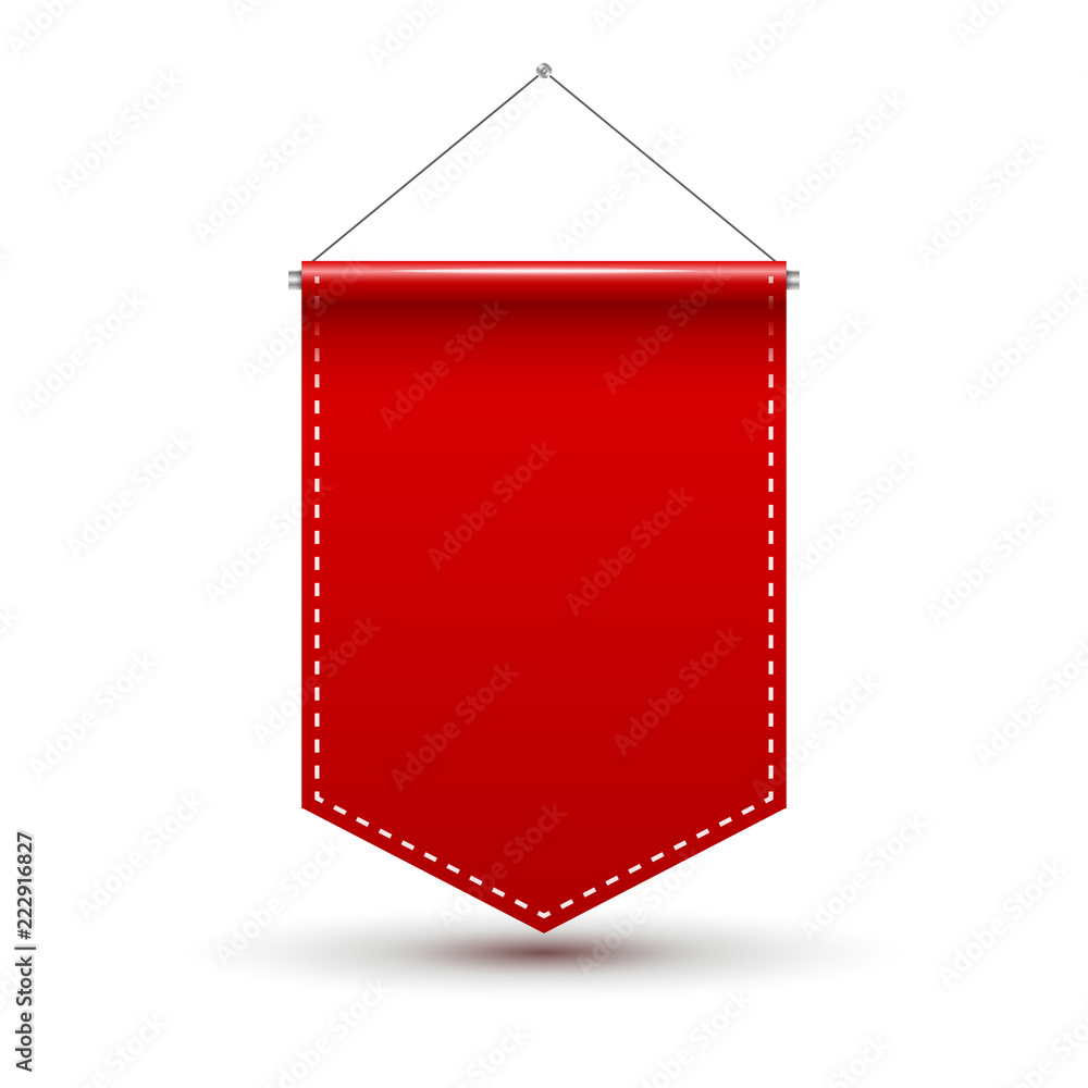 Red Pennant flag award banner. Blank pennant design template mockup ...