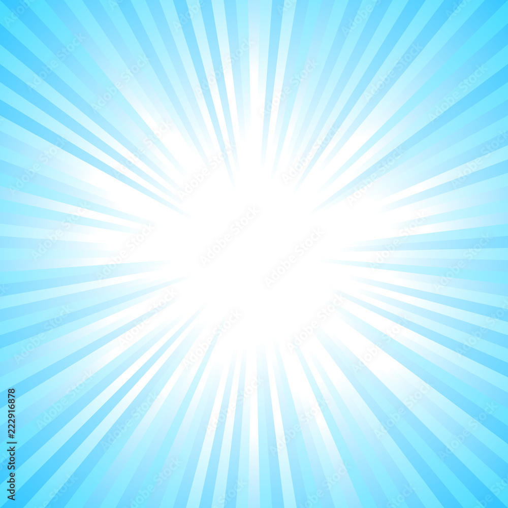 Light blue abstract sun burst background - gradient sunlight vector ...