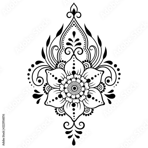 Mehndi Flower Pattern For Henna Drawing And Tattoo Decoration In