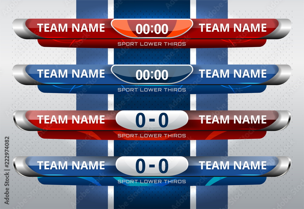 Scoreboard Broadcast Graphic and Lower Thirds Template for sport soccer ...