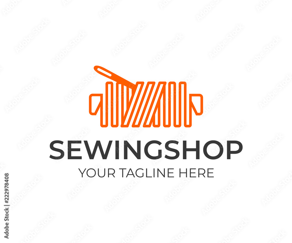 Tailor shop logo design. Thread with needle vector design. Sewing ...