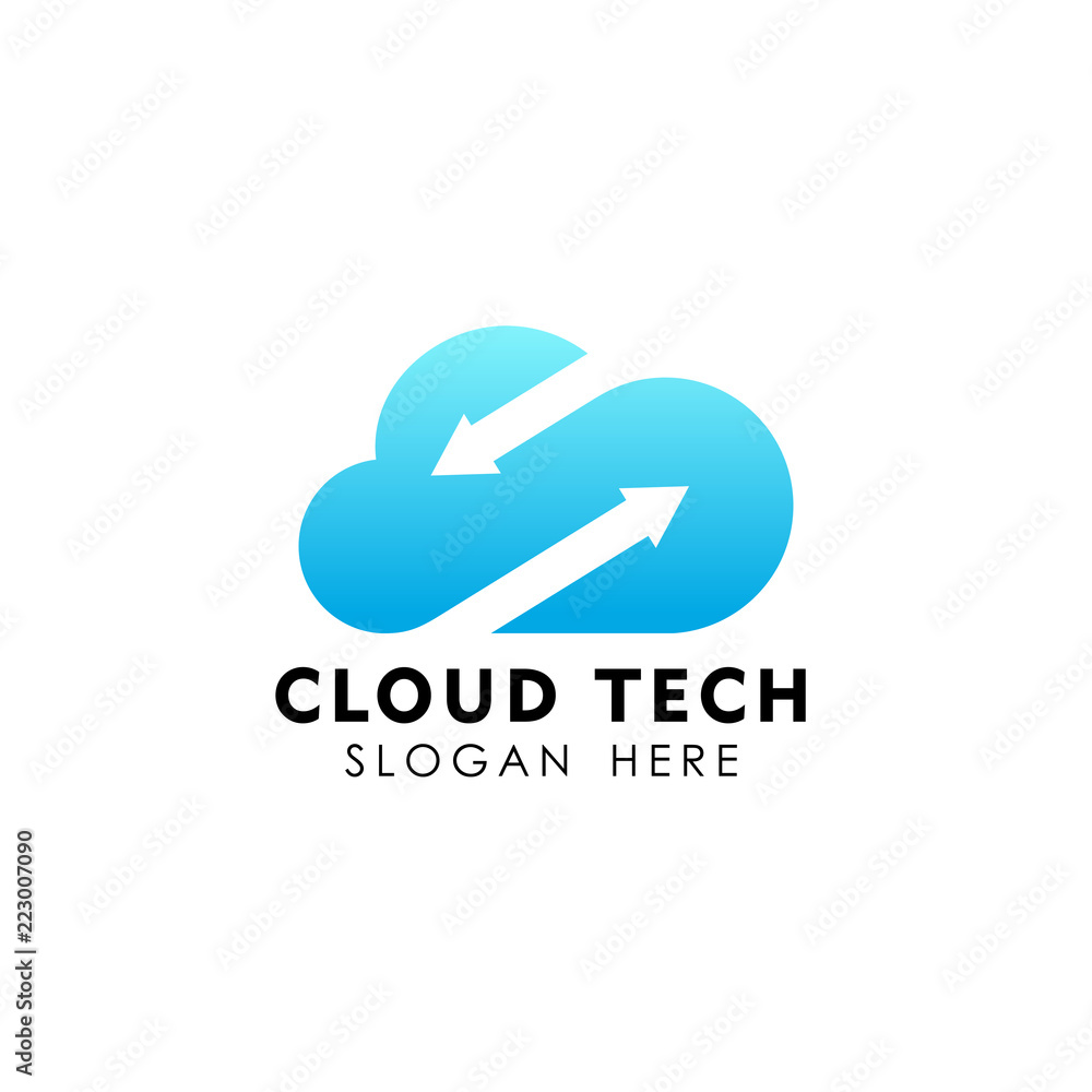 cloud tech logo design template. sync cloud logo design vector icon ...