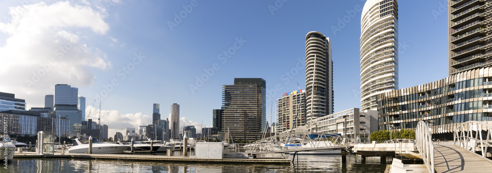 Docklands, Melbourne, Victoria, Australia. Waterfront buildings and ...