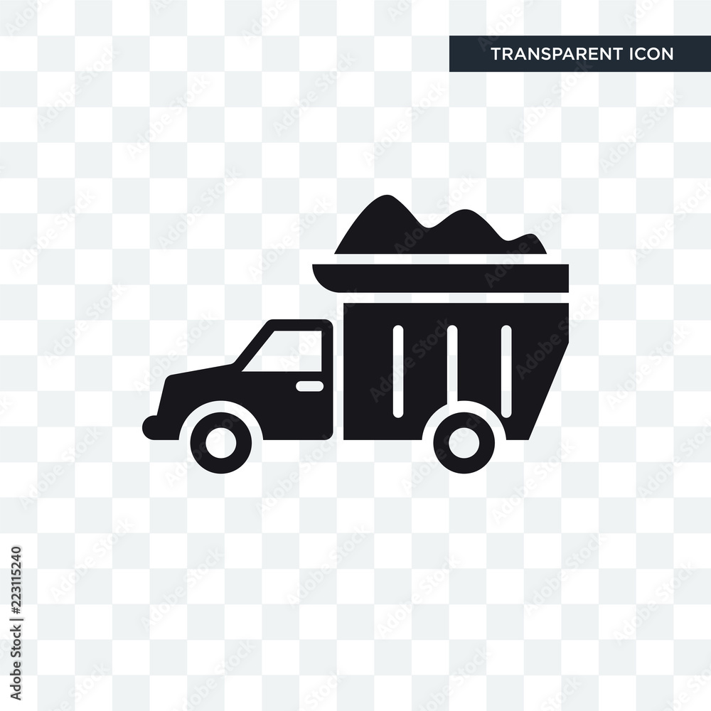 Garbage Truck vector icon isolated on transparent background, Garbage ...