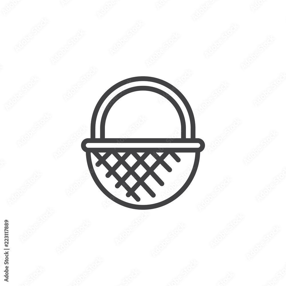 Wicker basket outline icon. linear style sign for mobile concept and ...