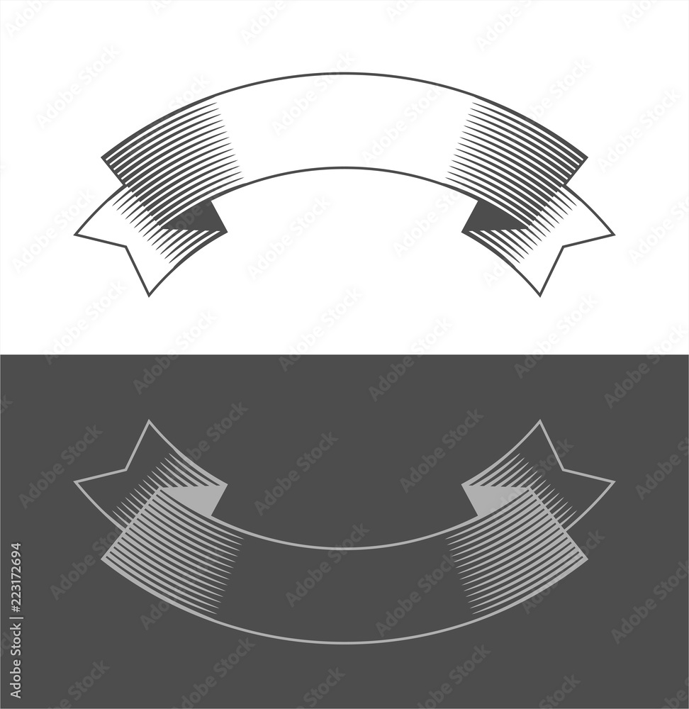 Vintage ribbon banners and drawing in engraving style. Blank template ...