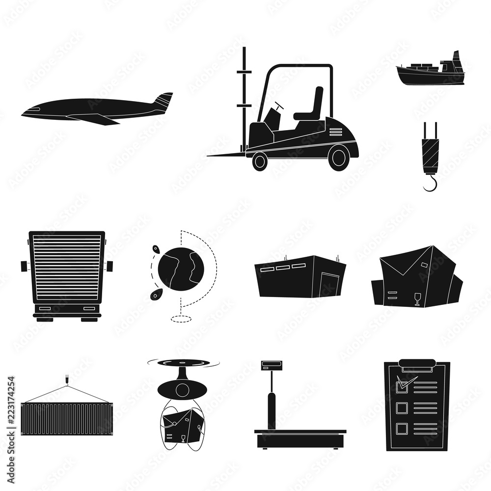 Vector illustration of goods and cargo logo. Collection of goods and ...