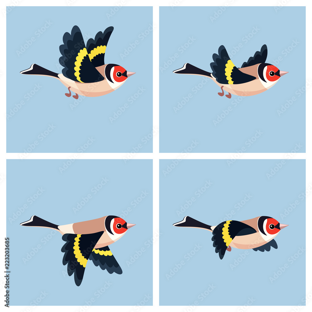 Flying European Goldfinch animation sprite sheet Stock Vector | Adobe Stock