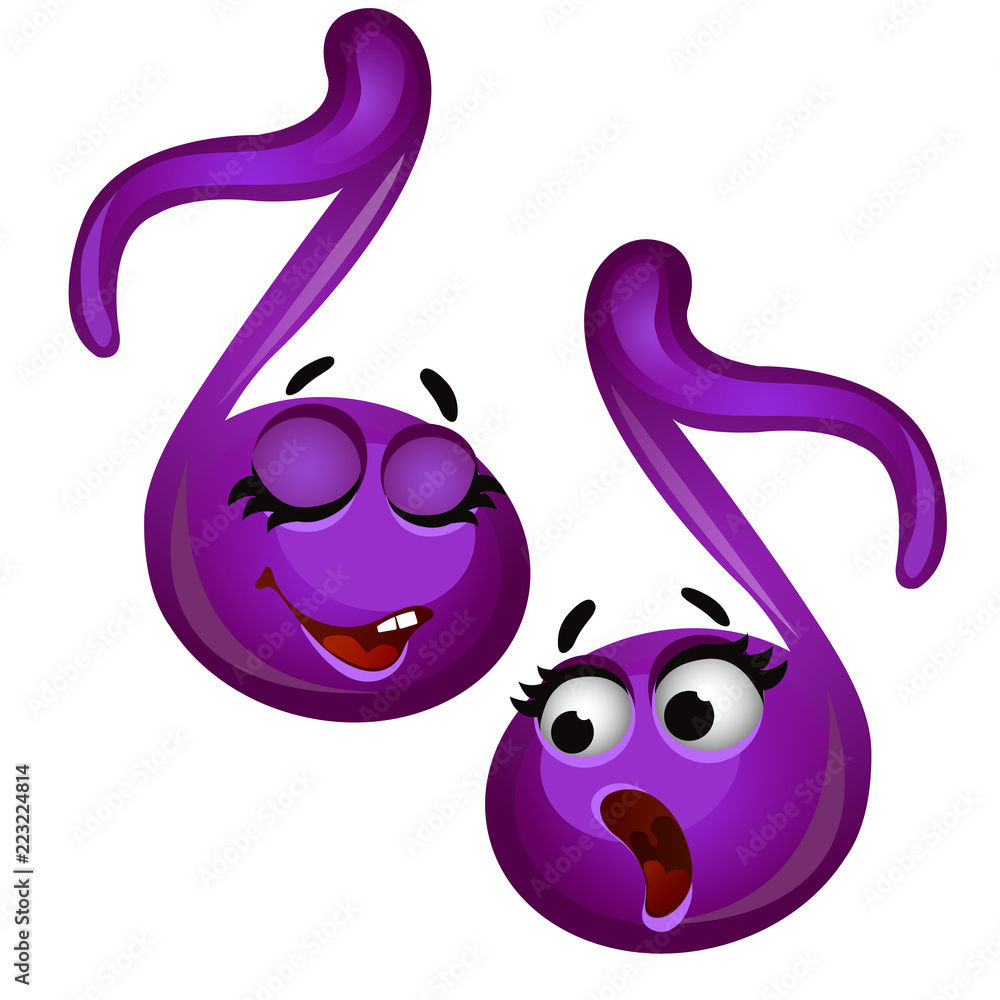 Set of funny laughing musical notes isolated on white background ...