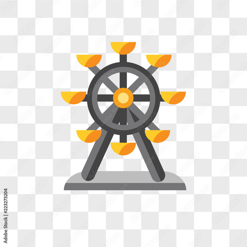Ferris wheel vector icon isolated on transparent background, Ferris ...