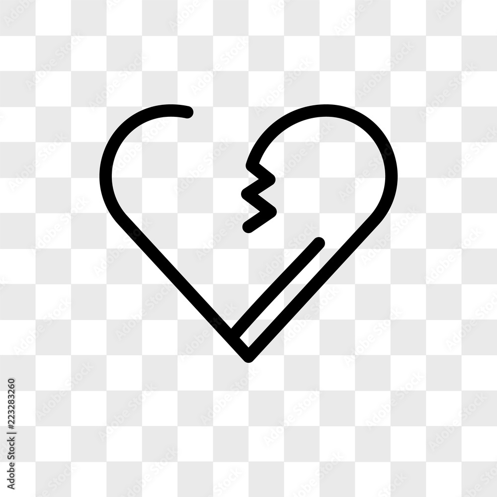 Broken heart vector icon isolated on transparent background, Broken ...