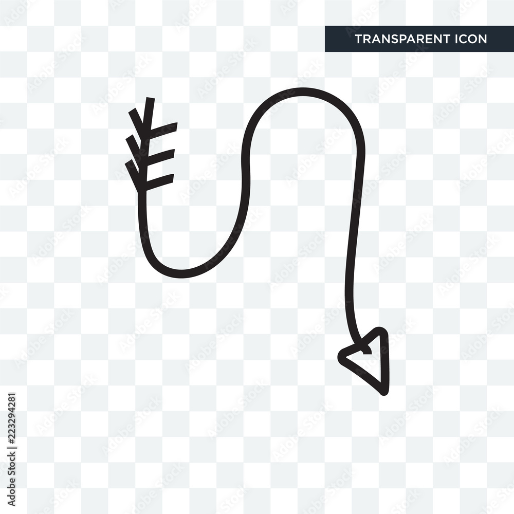 Curved arrow vector icon isolated on transparent background, Curved ...