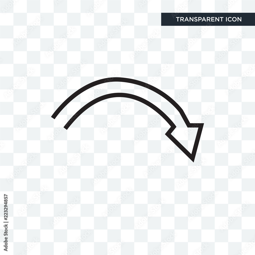 Downward rotation vector icon isolated on transparent background ...