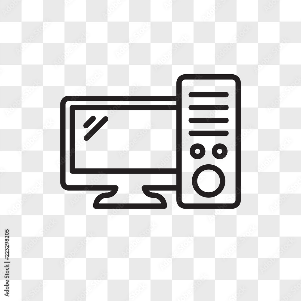 Pc vector icon isolated on transparent background, Pc logo design Stock ...