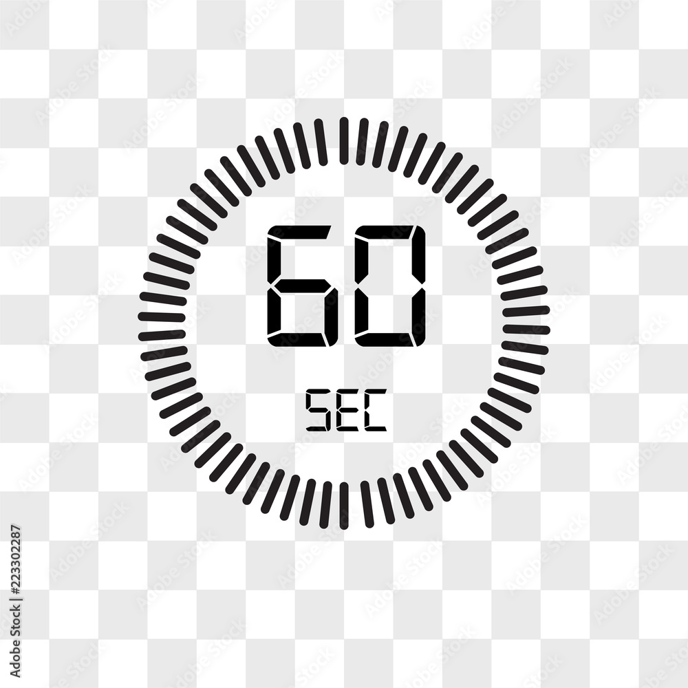 The 60 seconds vector icon isolated on transparent background, The 60 seconds logo design Stock ...