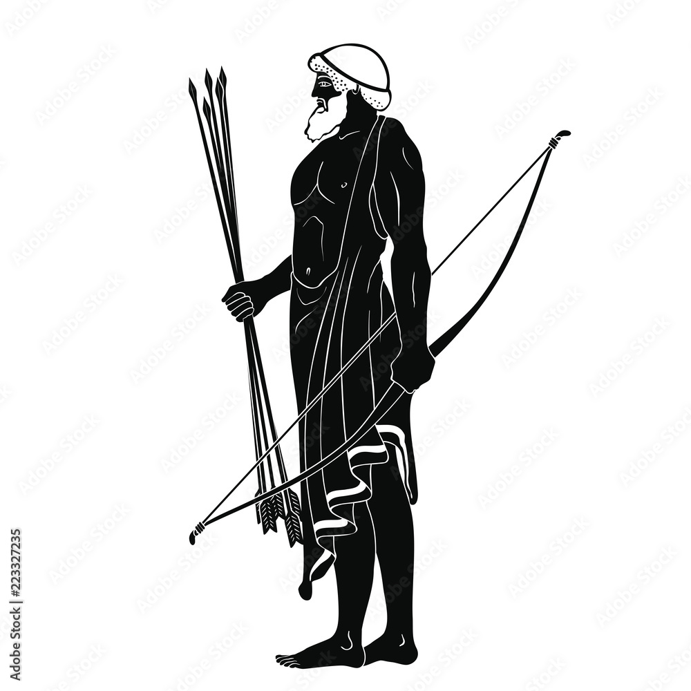 The hero of the ancient Greek myths Odysseus. Warrior with a weapon ...