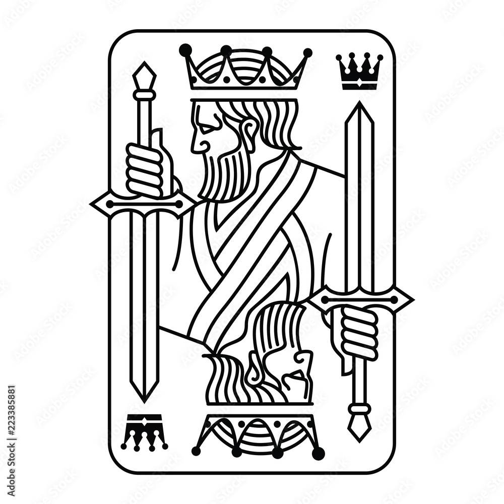 King line art Playing Card with symbol crown Stock Vector | Adobe Stock