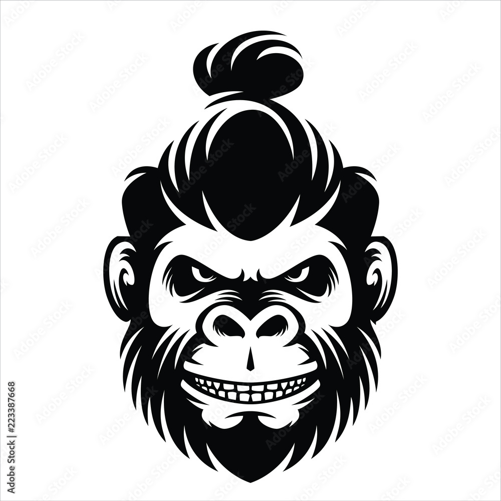 monkey hairstyle men bun illustration Stock Vector | Adobe Stock