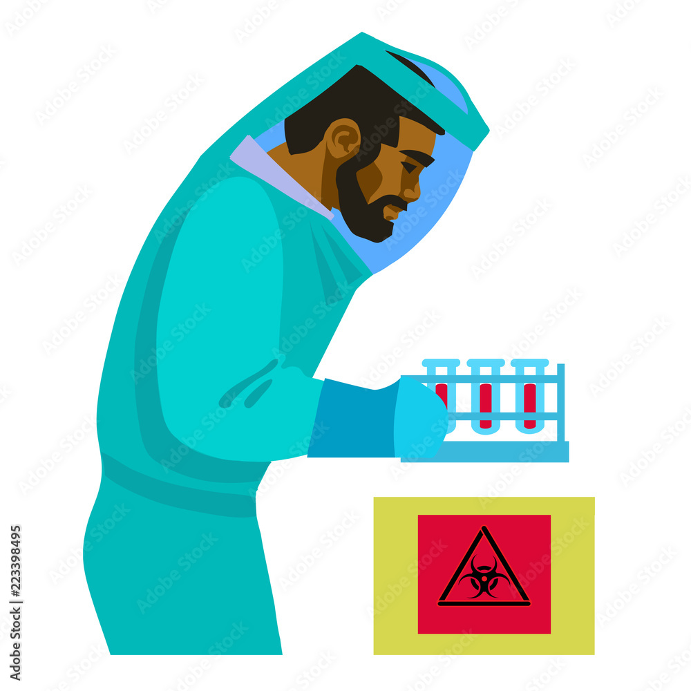 Scientist working with bio hazardous substances. Man in biological ...