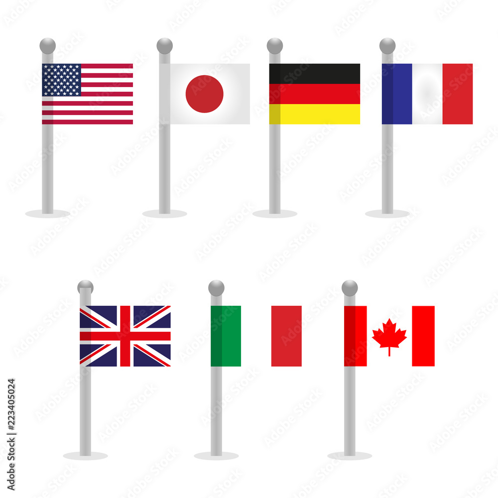 Group of Seven G7 and member states flags vector illustration. Stock ...