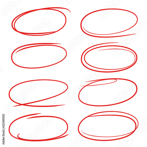 red hand drawn oval markers Stock Vector | Adobe Stock