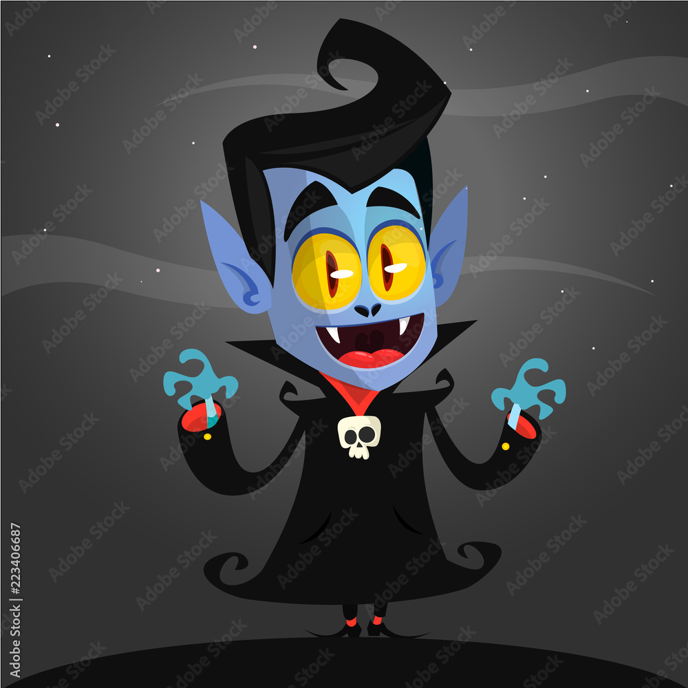 Cartoon vampire. Vector illustration with simple gradients. 素材庫向量圖 ...
