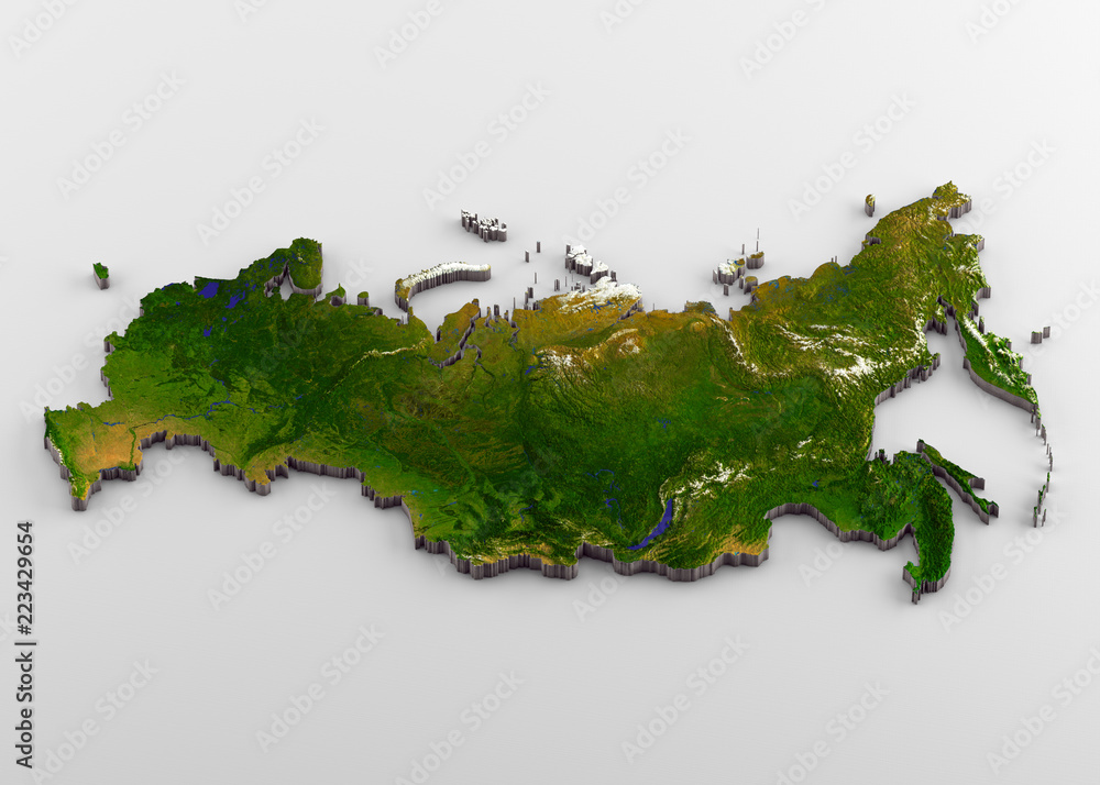 Russia 3D Physical Map with Relief Stock Illustration | Adobe Stock