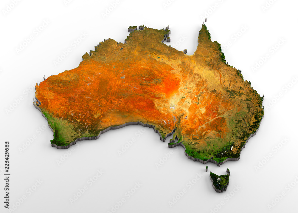 Australia 3D Physical Map with Relief Stock Illustration | Adobe Stock