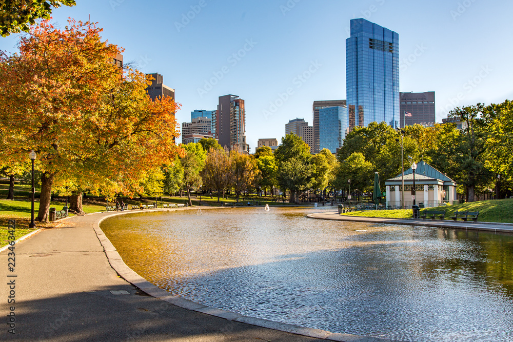 Boston City Skyline as Seen from Boston Common Public Park Adjacent to ...