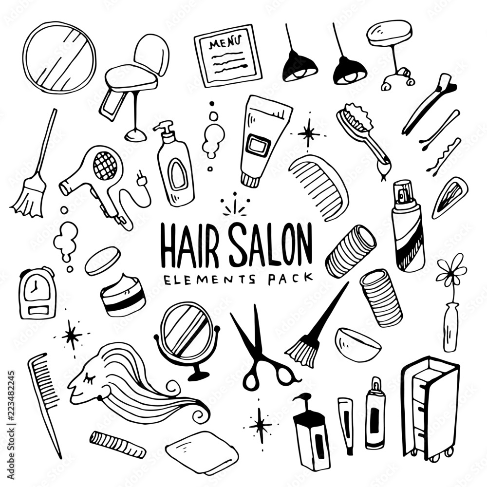 Hairsalon Illustration Pack Stock Vector | Adobe Stock