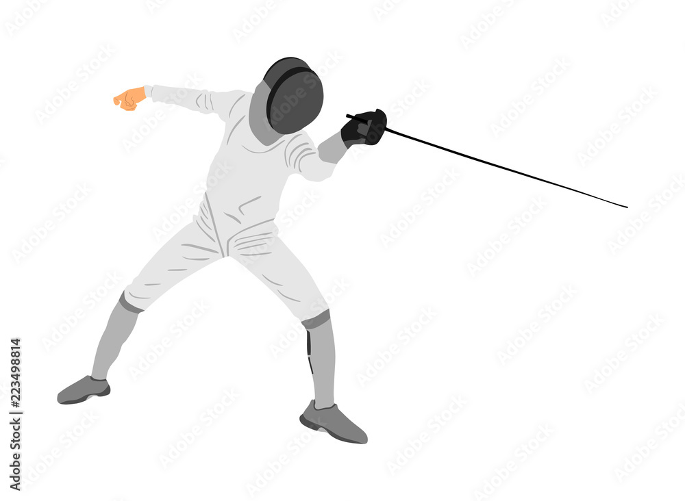 Vector de Stock Fencing player portrait vector illustration isolated on ...