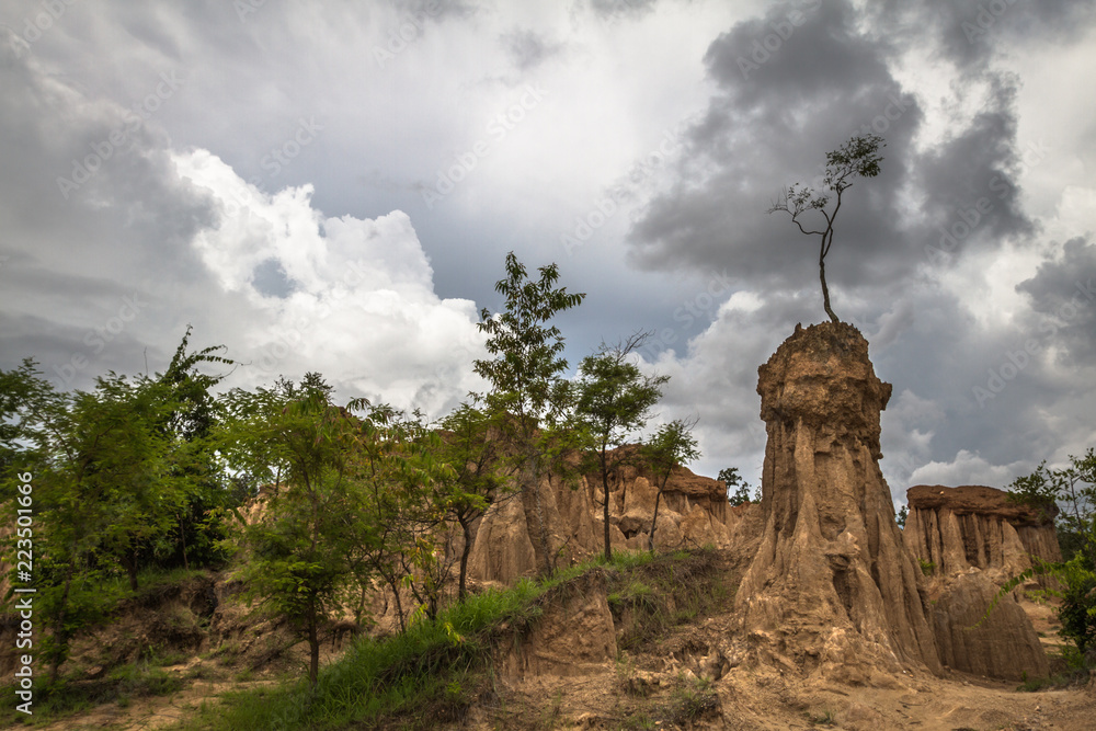 Intriguing and picturesque landscape of eroded sandstone pillars ...