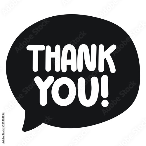 Thank you! Vector hand drawn speech bubble on white background. - Buy ...