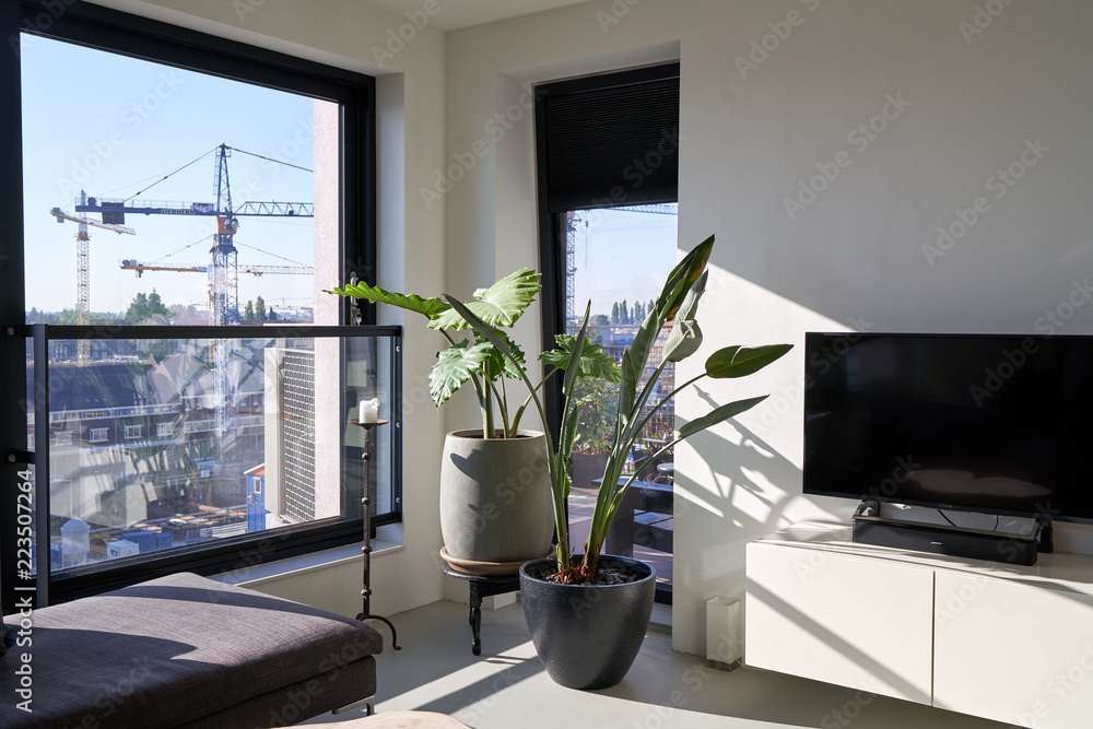 Interior of a modern apartment on the sixth floor of a new apartment ...