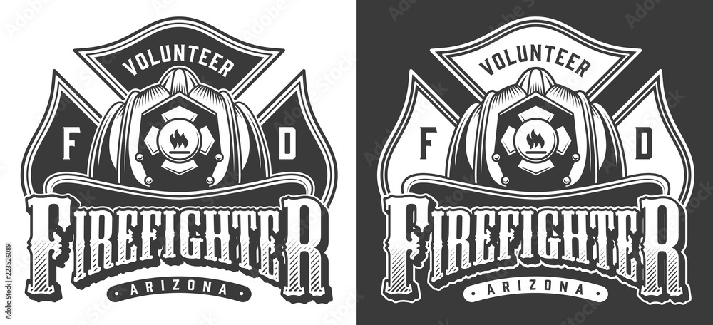 Vintage firefighter logos Stock Vector | Adobe Stock